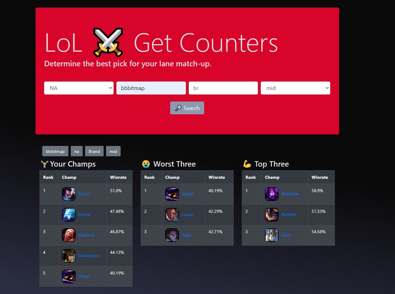 GitHub - felipenogson/getCounters: Determine the best pick for your ...